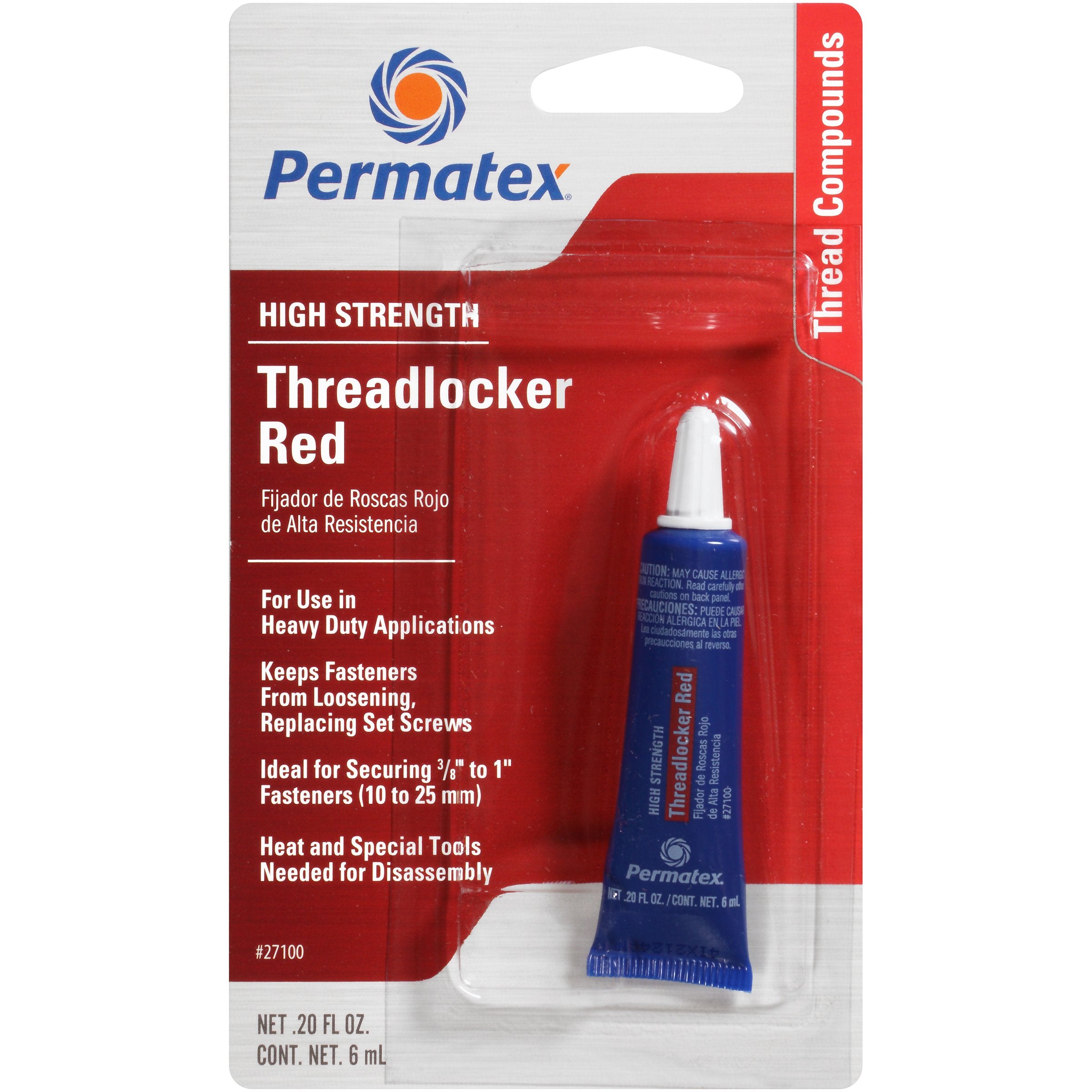 Permatex Threadlocker RED High Strength 6ml 27100 | S2